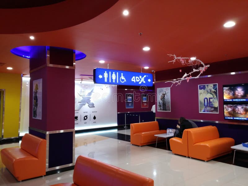 Modern Cinema Lobby Interior Stock Photo - Image of space, reception ...