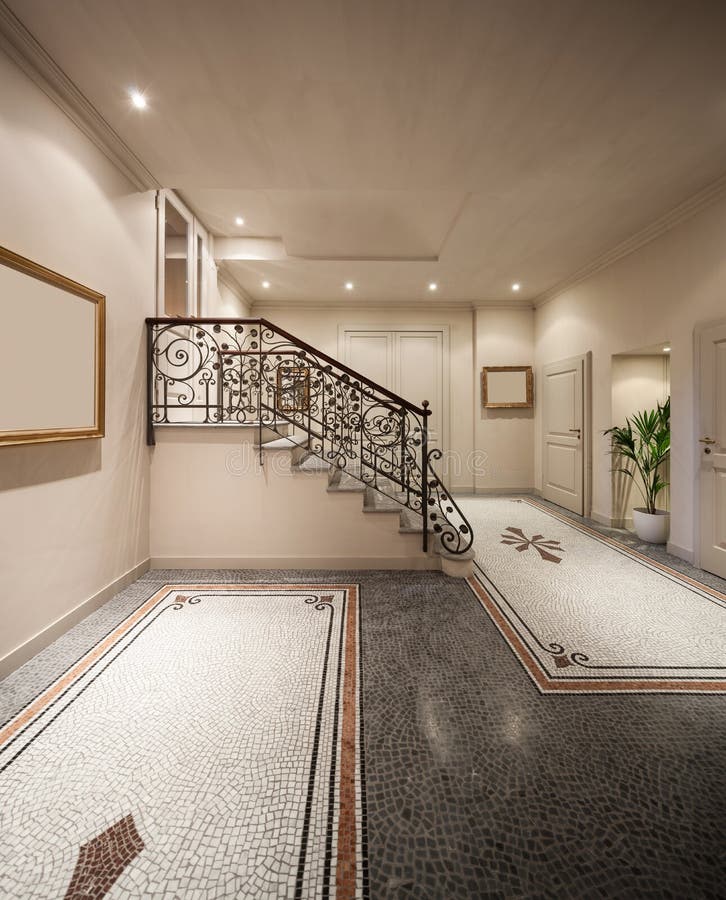 Hall of a Classical Mansion Stock Image - Image of building, elegance ...