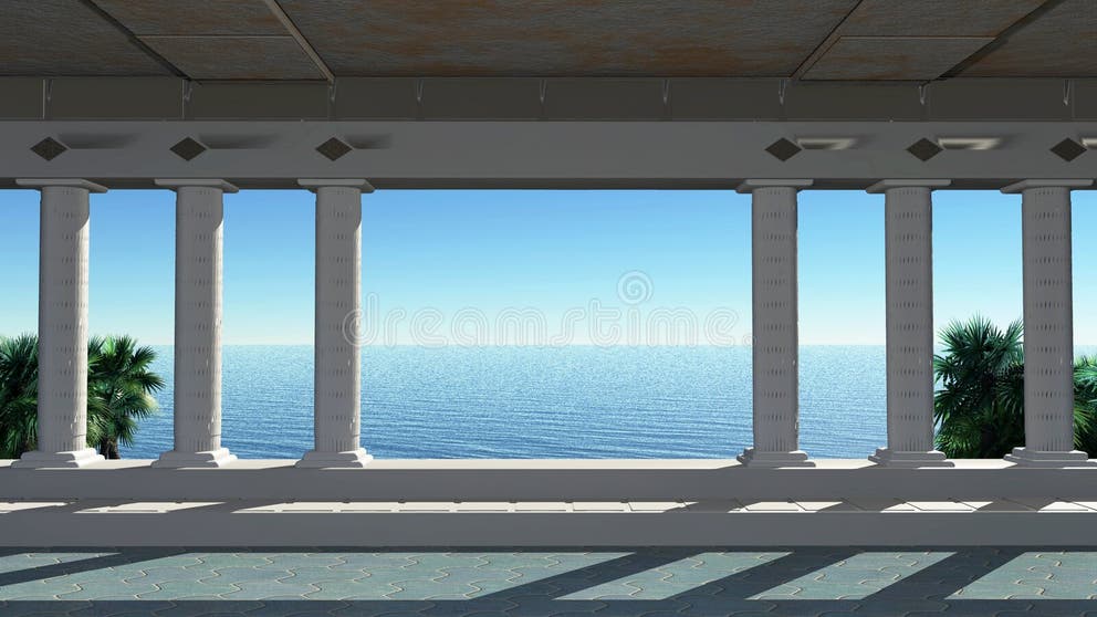 Hall with columns stock illustration. Illustration of columns - 92581511