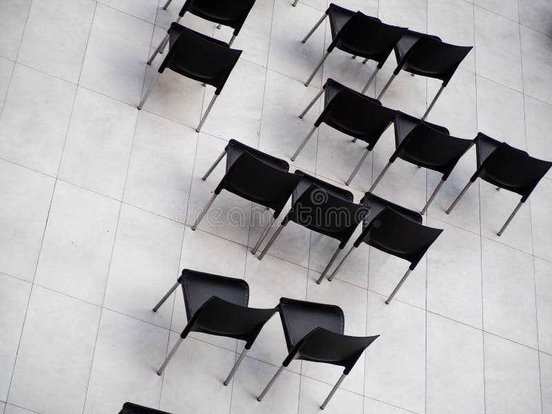 Hall for Conferences or Concerts, Top View, with Black Chairs Stock ...
