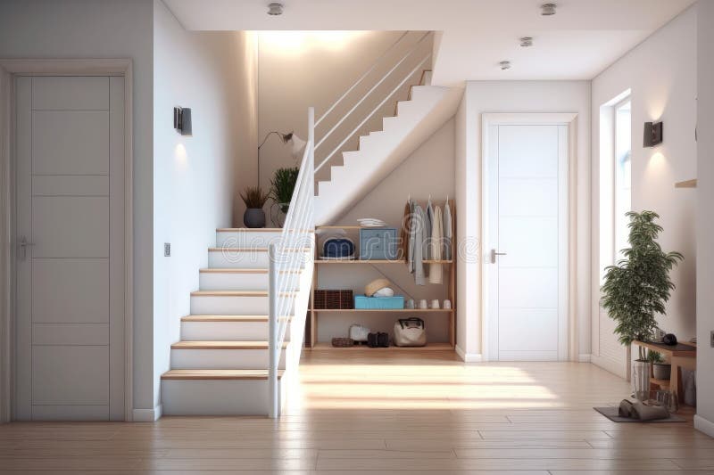 Hall Corridor Entrance Stairs Design. Generate Ai Stock Illustration ...
