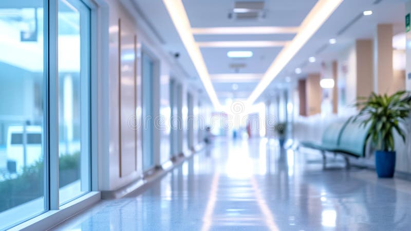 Hall or Corridor in a Modern Hospital Stock Illustration - Illustration ...