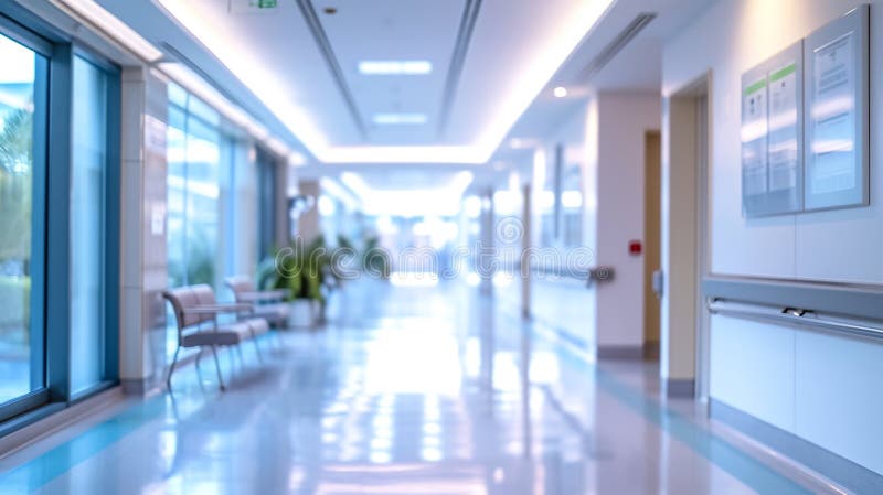 Hall or Corridor in a Modern Hospital Stock Illustration - Illustration ...