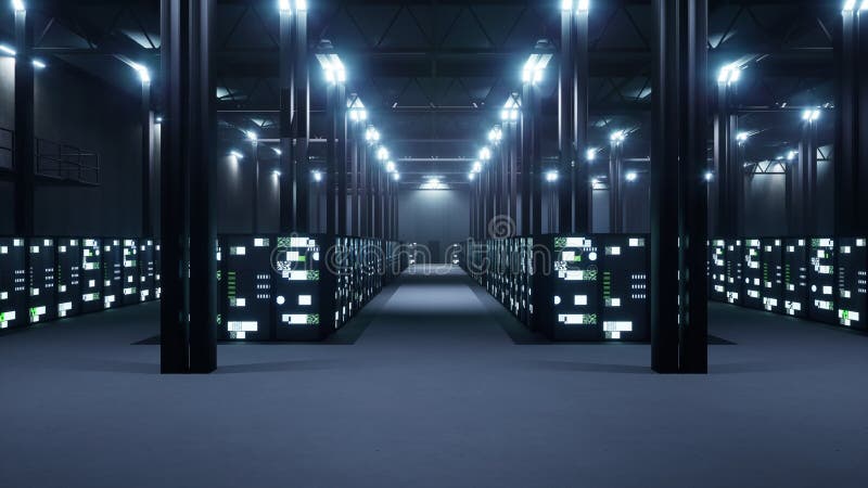 Modern Data Center with Server Racks Stock Footage - Video of security ...