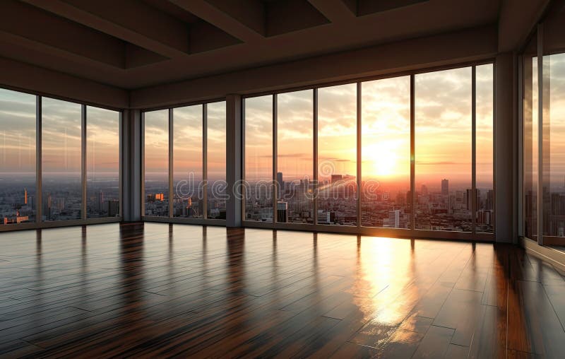 Hall Floor-to-ceiling Windows, the Outdoor Sky and Cloudscape Created ...
