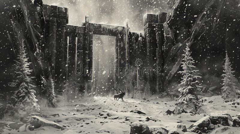 The Hall of Hell Sprayed with Snowstorms, the World of the Dead Stock ...