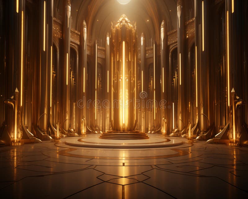 The Hall Inside the Castle is Luxurious and Magnificent, Golden in ...