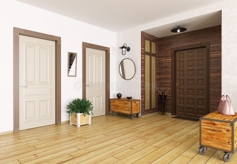 Hall interior 3d render stock illustration. Illustration of apartment ...