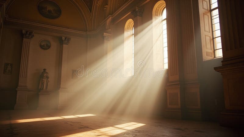 Hall Interior with Windows and Sunlight Stock Illustration ...