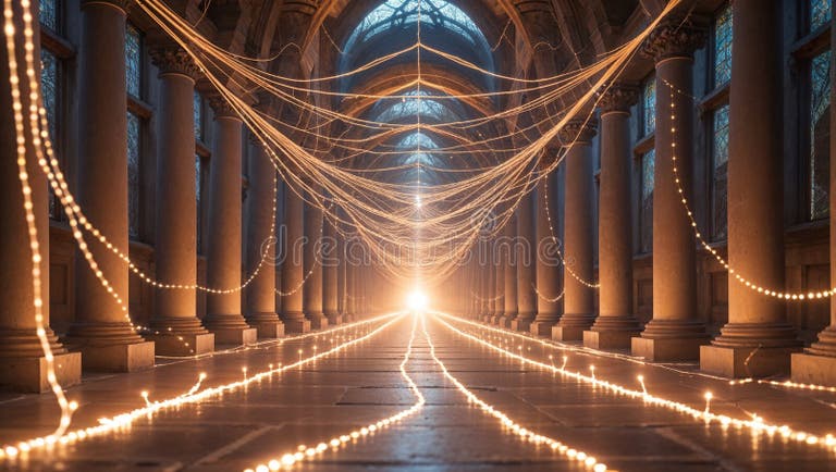 Hall of Light Threads Connecting Soul Bonds Like Glowing we Stock ...