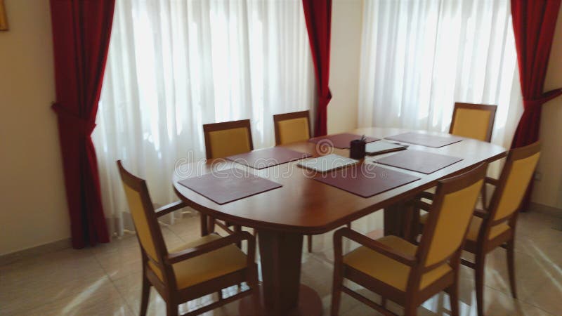 Hall of Meetings with a Round Table Stock Image - Image of meetings ...