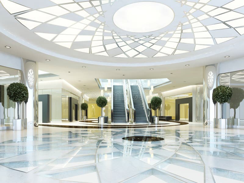 Hall in Megamall Shopping Center in a Modern Style. Stock Illustration ...