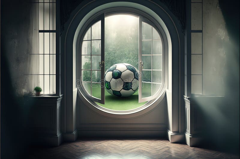 Hall of Mini Football with Large Windows. Generative AI Stock ...