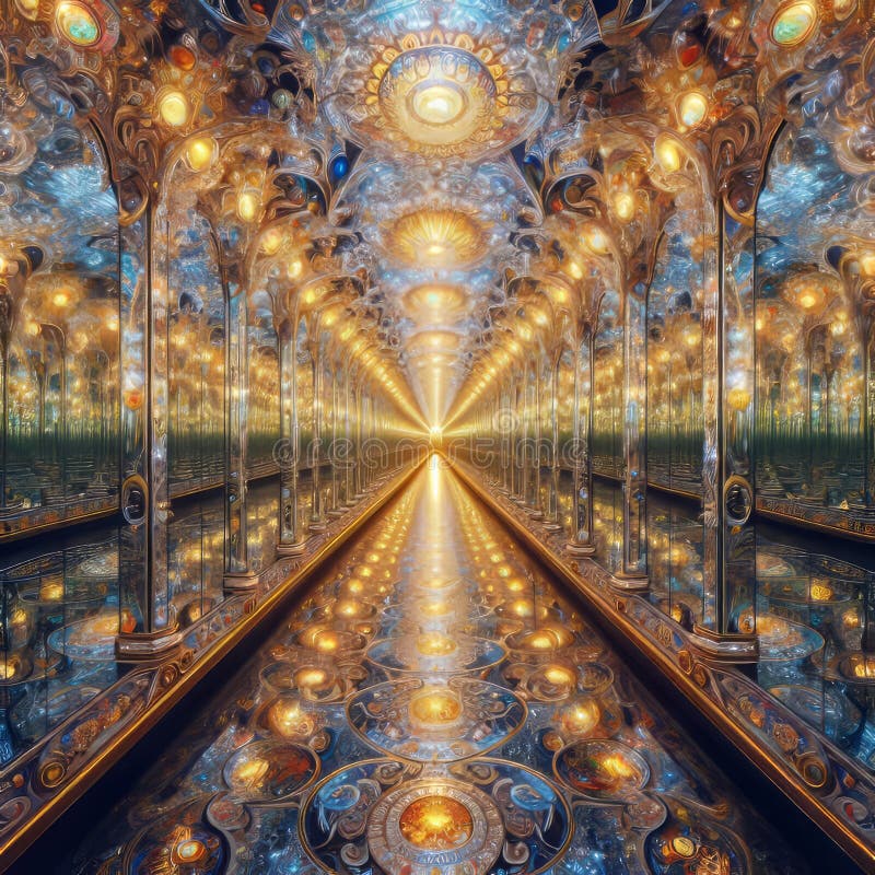 Hall of Mirrors a Corridor Lined with Mirrors that Reflect an En Stock ...