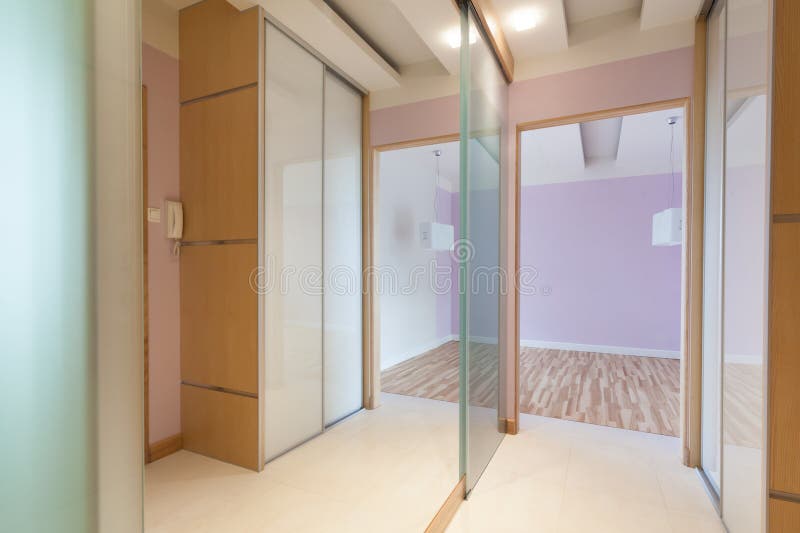 Hall with mirrors stock image. Image of door, apartment - 45143753