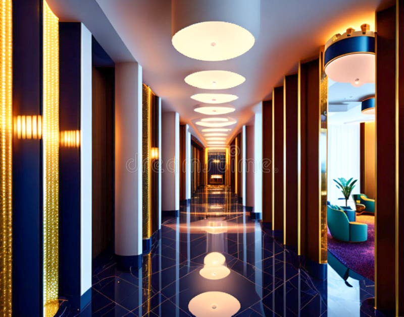 Hall of a Modern Hotel in the City, Architectural Solutions Stock ...