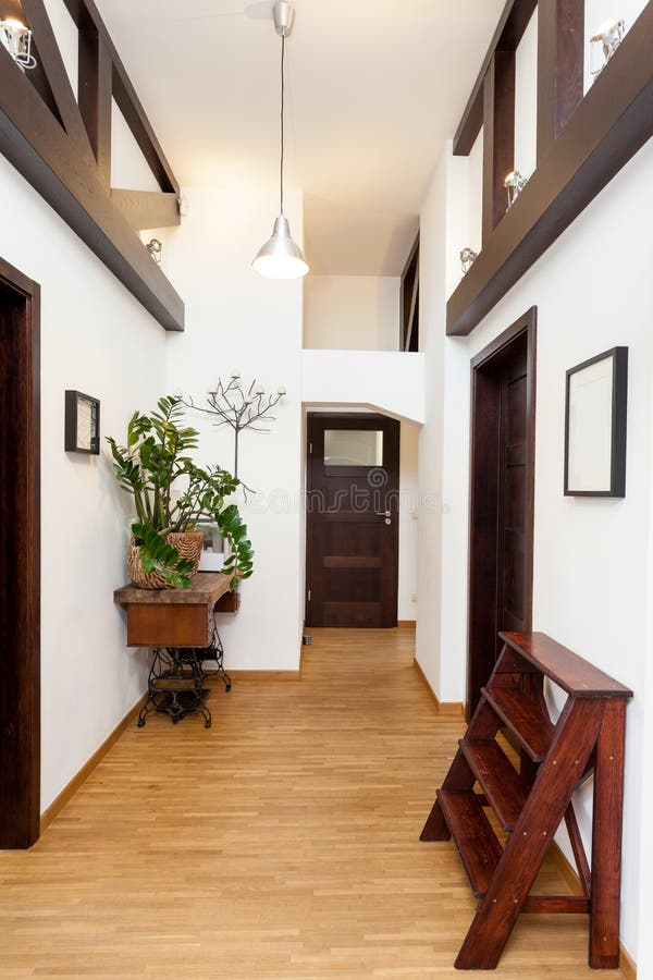 Hall in modern house stock image. Image of parquet, mansion - 39420309