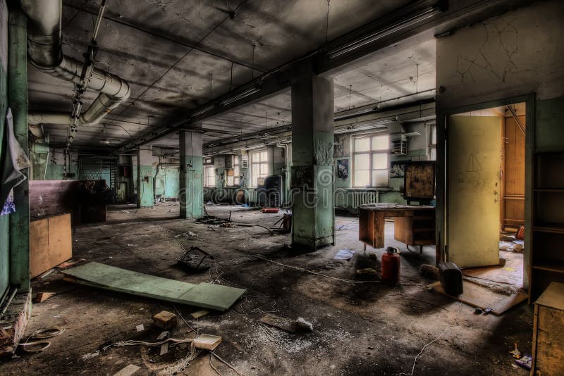 Hall with Old and Broken Equipment Stock Photo - Image of industry ...