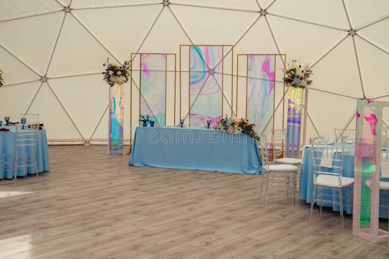 Hall for Organizing a Wedding with Decor Stock Image - Image of indoors ...