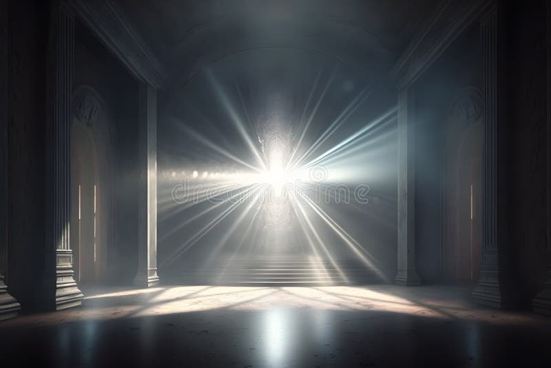 Hall with Rays of Light for Meditation. Spiritual Temple Stock ...