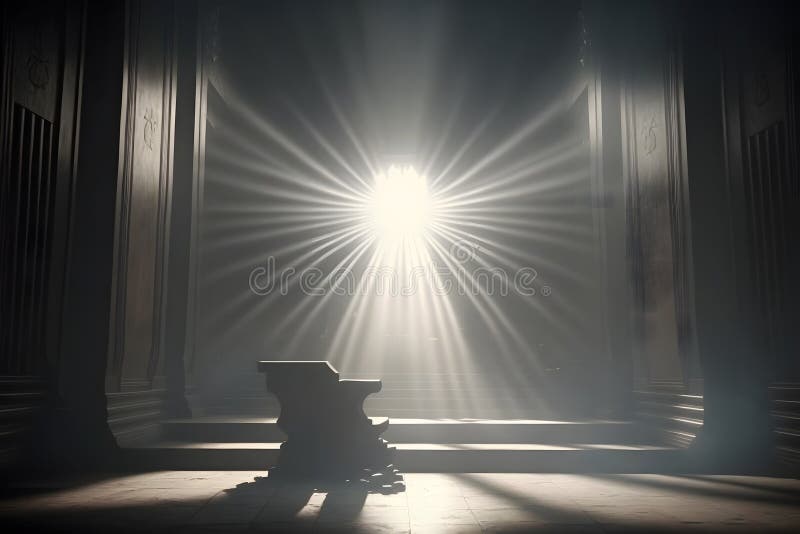 Hall with Rays of Light for Meditation. Spiritual Temple Stock ...