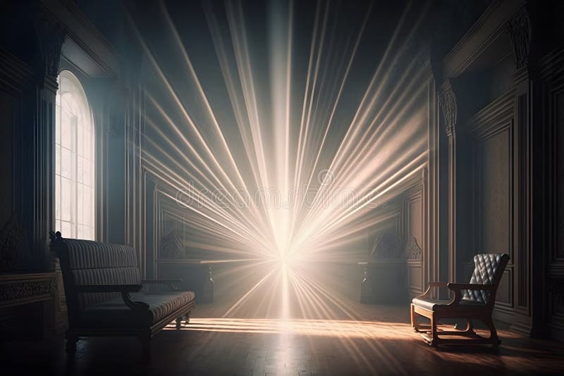 Hall with Rays of Light for Meditation. Spiritual Temple Stock ...