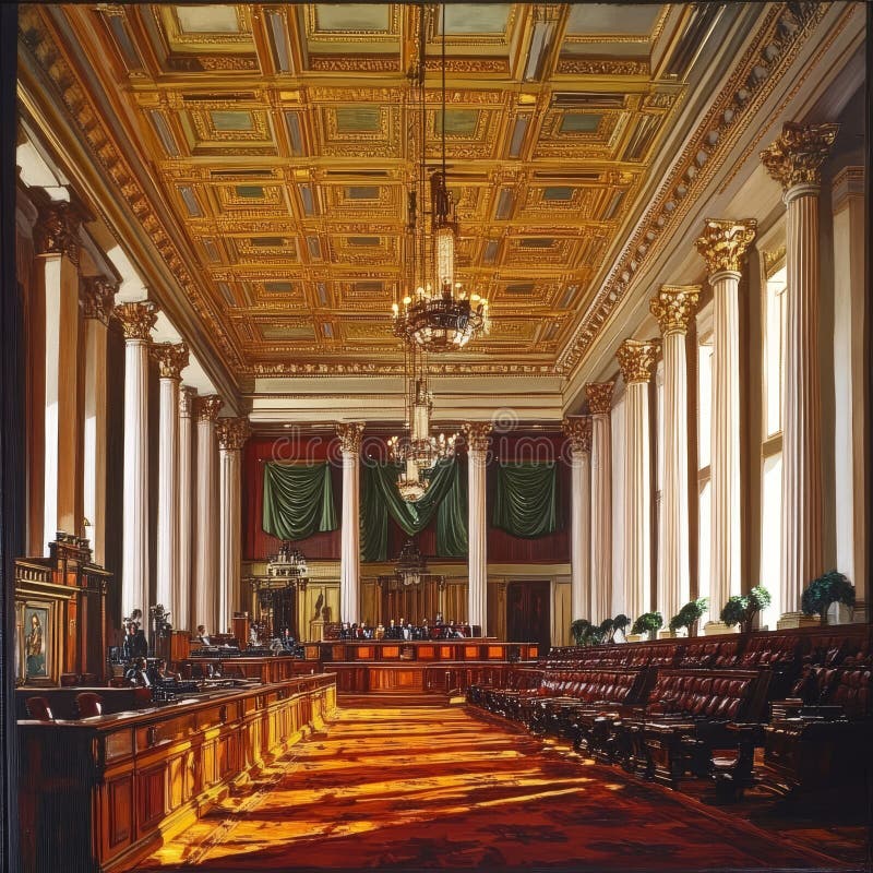 Hall of Supreme Court in Washington DC, USA. 3D Rendering Stock ...