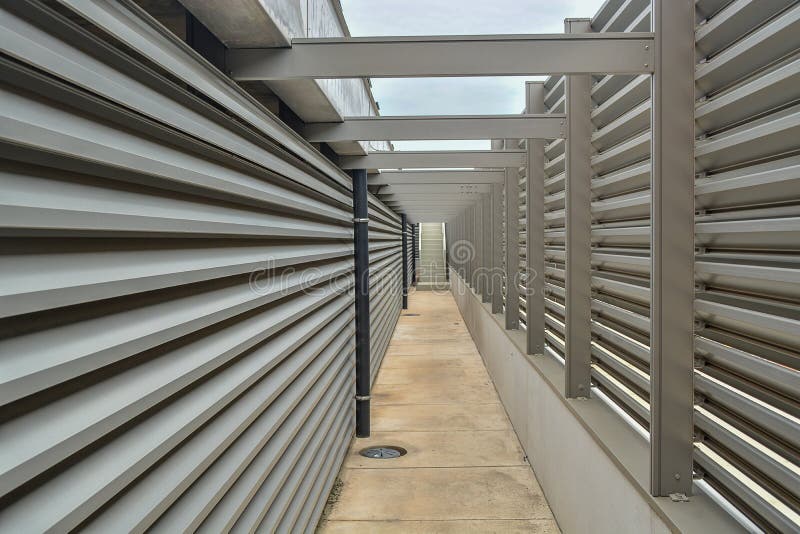 Metallic Structure Passage, on Top at the Building Stock Photo - Image ...