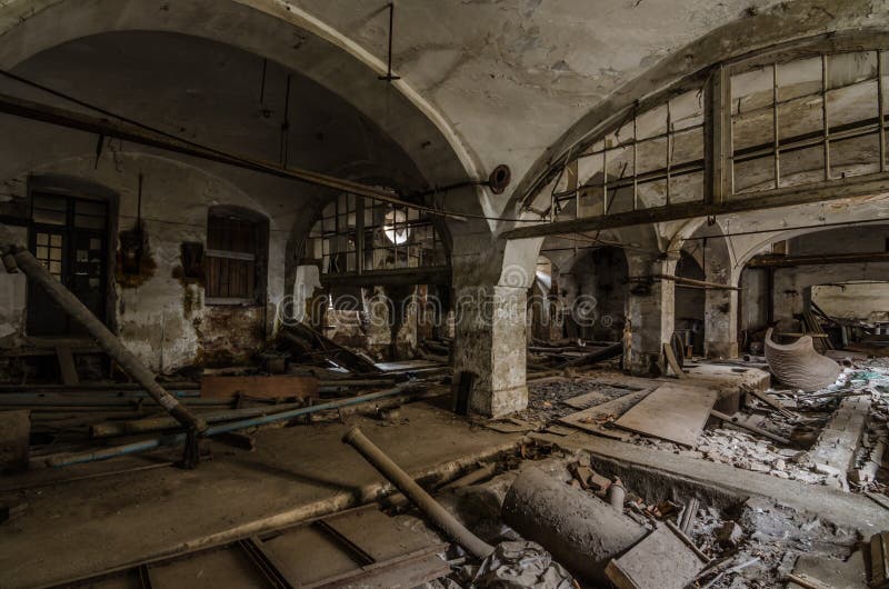 Hall with Vault in Paper Factory Stock Photo - Image of operation ...