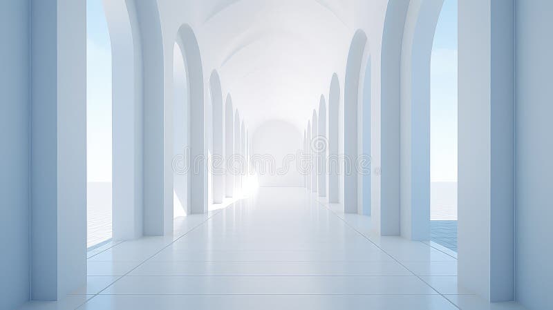 Hall White Wall Corridor Background Stock Illustration - Illustration ...
