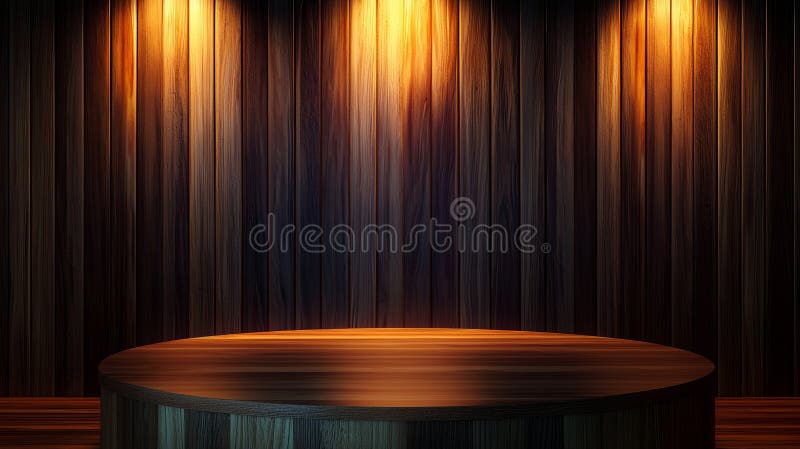 Hall with Wooden Stage and Wooden Announcement Podium Stock Photo ...