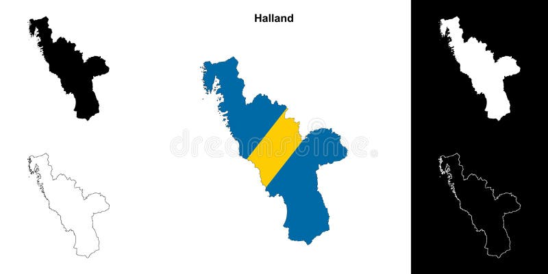Halland outline map stock vector. Illustration of sverige - 324133136