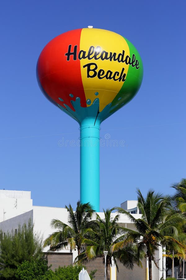 Hallandale Beach Water Tower Stock Image - Image of water, florida ...