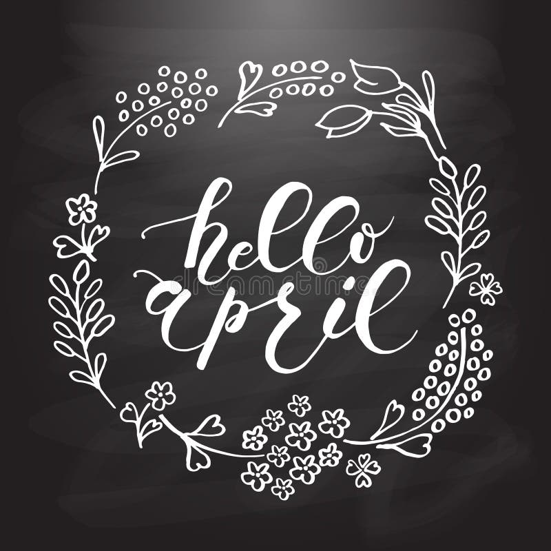 Hallo April-Beschriftungstypographie Vektor Abbildung - Illustration ...