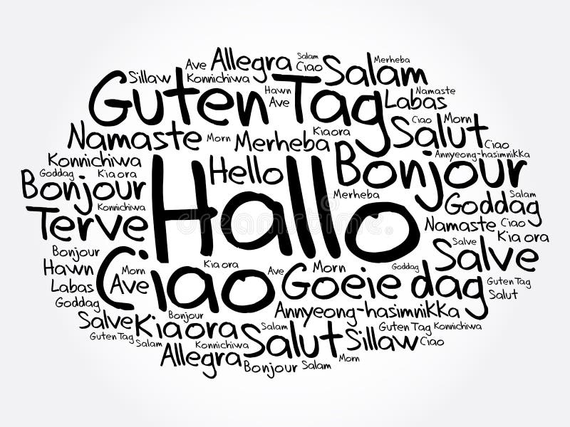 Hallo (Hello Greeting in German) Word Cloud in Different Languages ...