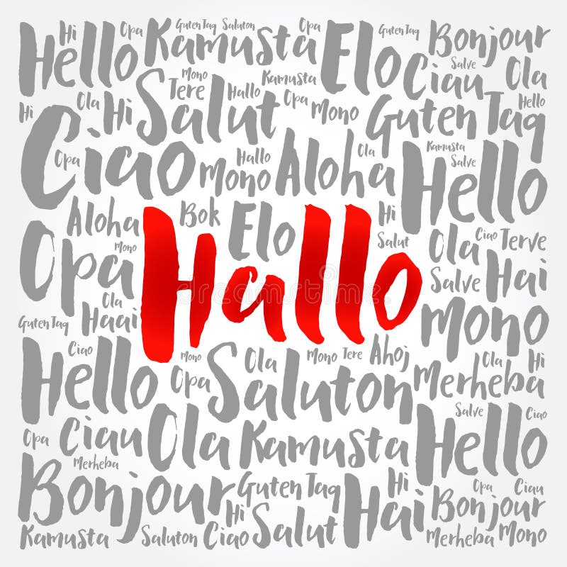 Hallo (Hello Greeting in German) Word Cloud in Different Languages ...
