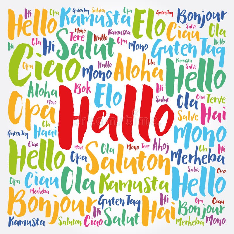Hallo (Hello Greeting in German) Word Cloud in Different Languages ...