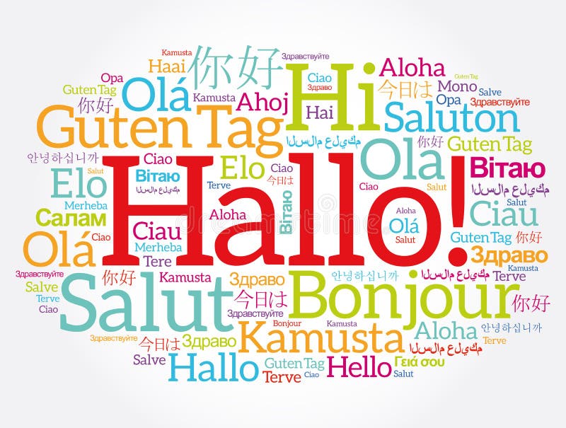 Hallo (Hello Greeting in German) Word Cloud in Different Languages of ...