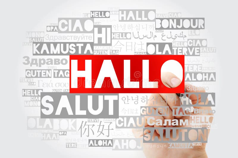 Hallo Hello Greeting in German Word Cloud Stock Image - Image of ...