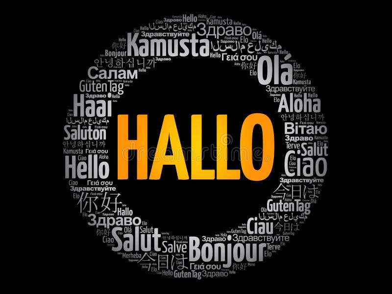 Hallo Hello Greeting in German Word Cloud in Different Languages of the ...