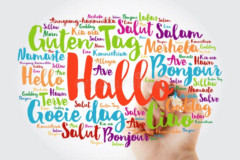Hallo Hello Greeting in German Word Cloud in Different Languages of the ...