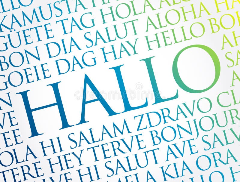 Hallo Hello Greeting in German Word Cloud in Different Languages of the ...