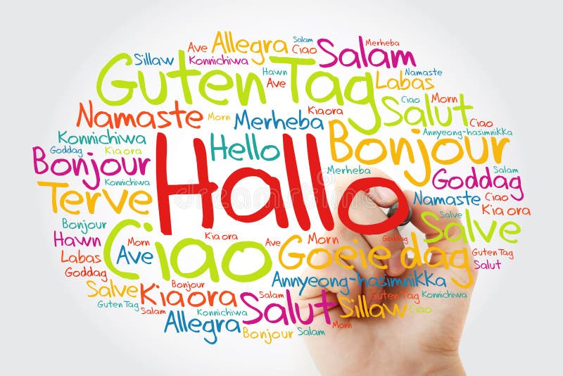 Hallo Hello Greeting in German Word Cloud Stock Image - Image of ...