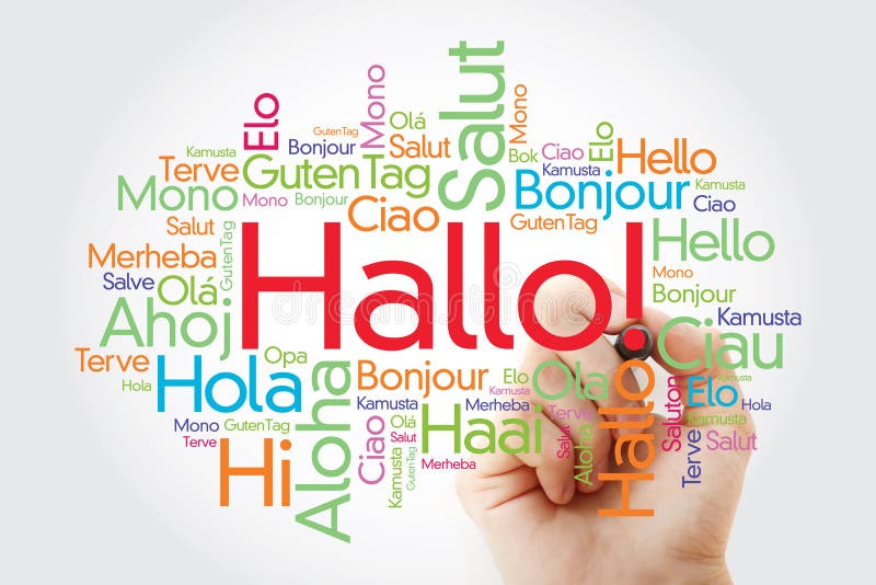Hallo Hello Greeting in German Word Cloud in Different Languages of the ...