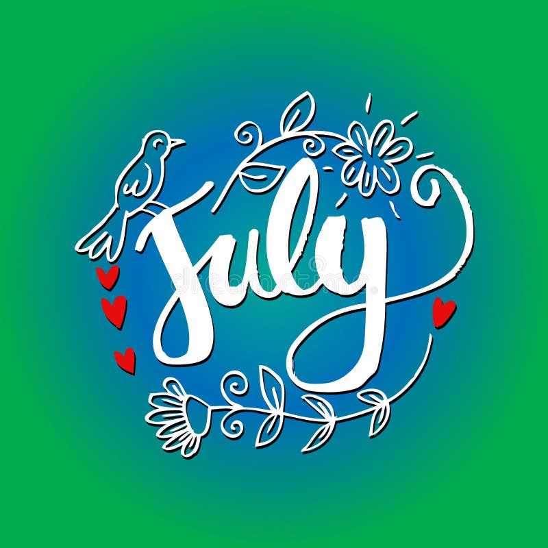 Hallo Juli-Handbeschriftungs-Phrase Stock Abbildung - Illustration von ...