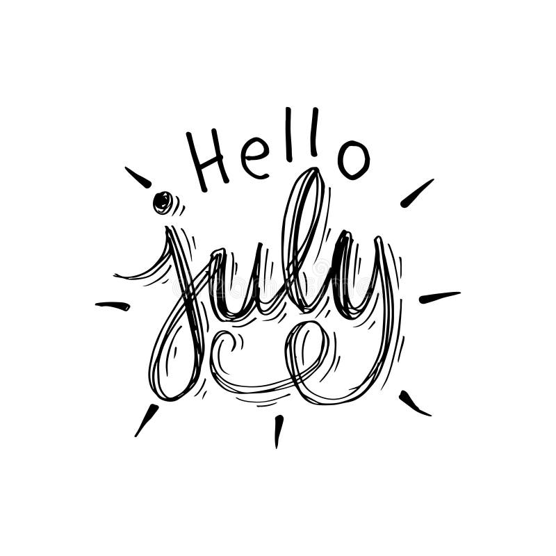 Hallo Juli-Handbeschriftungs-Phrase Stock Abbildung - Illustration von ...