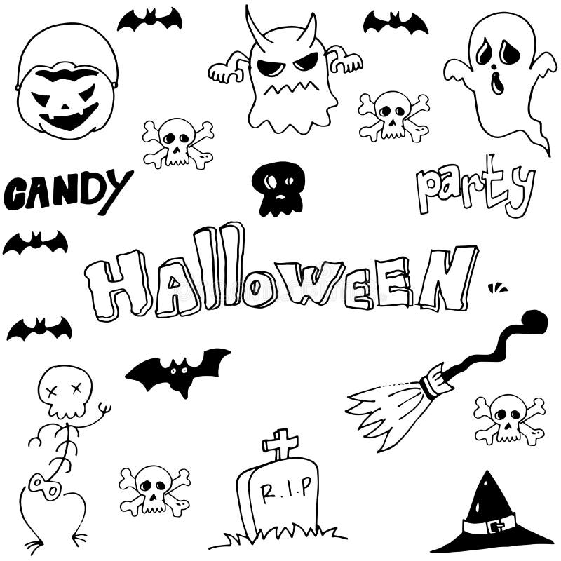 Halloeen Evil Ghost in Doodle Stock Vector - Illustration of halloween ...