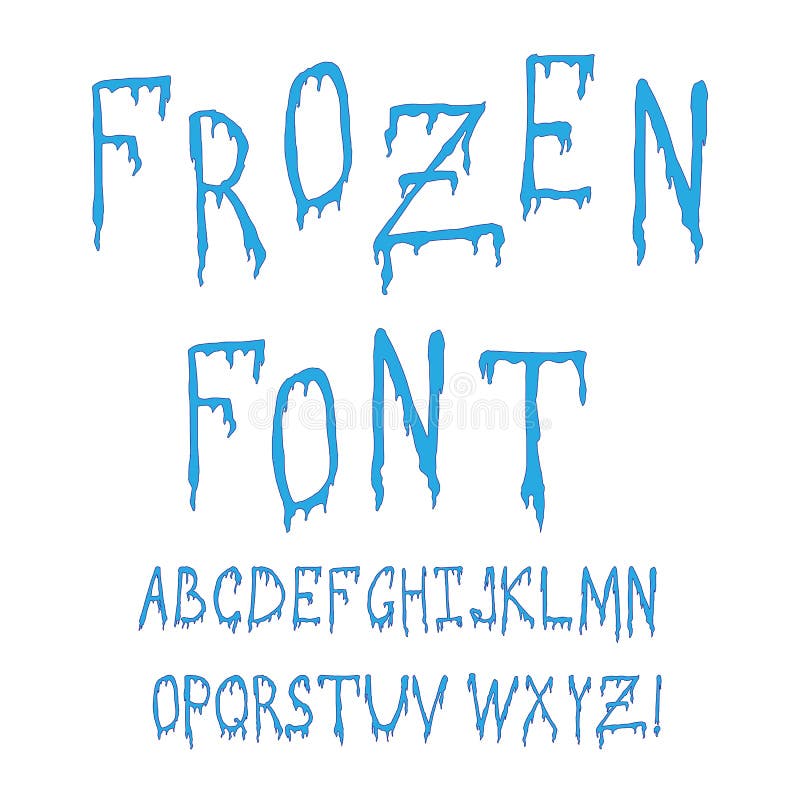 Frozen Font. Ice Letters of the Alphabet in Blue Colors. Vector ...