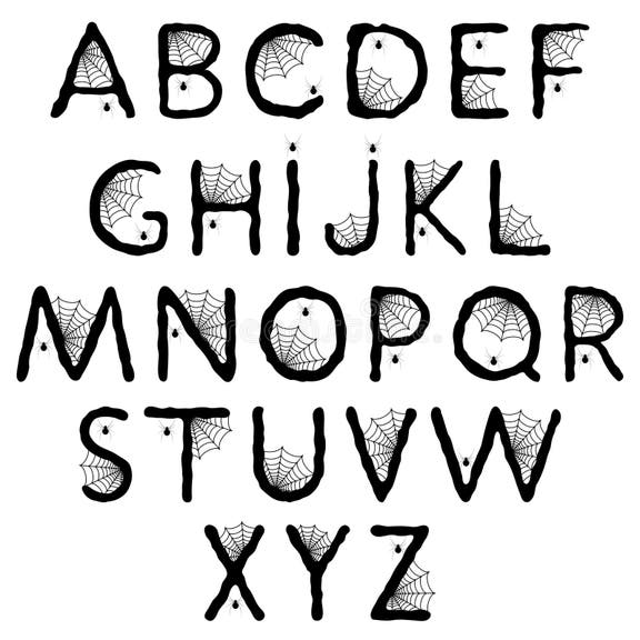 Halloween Alphabet with Spider Web Stock Vector - Illustration of ...