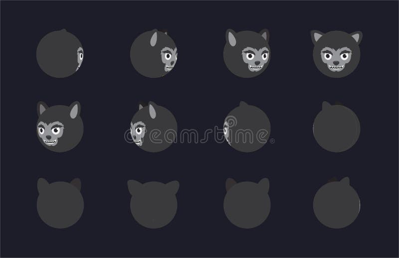Halloween Ball Head Animation Sequence Werewolf Cartoon Vector Stock ...